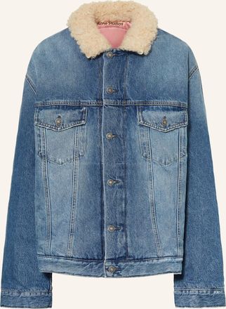 Acne Studios Oversized-Jeansjacke Mit Kunstfell blau