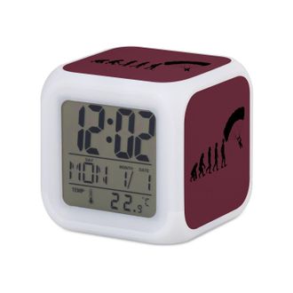 Fabulous Wecker W&uuml;rfel beleuchtet rot - Evolution Gleitschirmfliegen Sport Athlet Fallschirm - 7,8 x 7,8 x 7,8 cm - Retro Beleuchtung Mehrfarbig LED