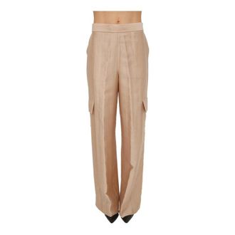 Blugirl Weit geschnittene Lyocell-Hose mit Spitzenbesatz - - Trousers - Damen - Beige - S
