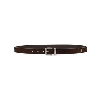 Brunello Cucinelli Schwarzer Lederg&uuml;rtel mit Silberschnalle - - Accessories - Herren - Schwarzk - 95 CM
