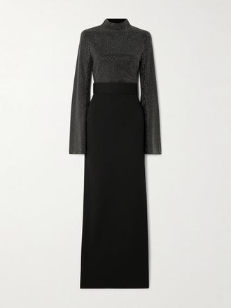 Solace London The Lolo Robe Aus Crêpe Mit Kristallen - Schwarz