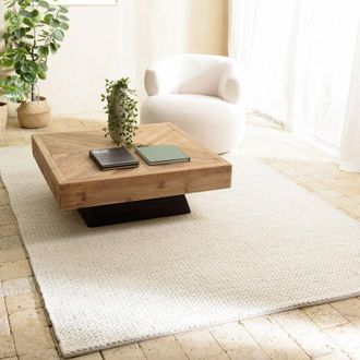 Macabane Macabane - quentin - Tapis rectangulaire 160x230cm en laine tissée couleur écru