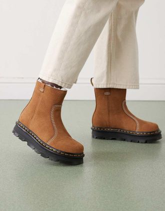 Dr. Martens ZebZag Rigger - Stiefel in Braun mit Futter aus Lammfellimitat-Brown