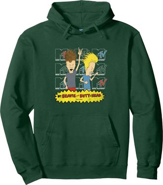 Beavis And Butt-Head MTV Logo Stacked Beavis and Butt-Head Pullover Hoodie