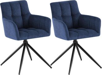 Clp Esszimmerst&uuml;hle 2er Set, Sessel Jonah drehbar mit Armlehnen, modern Drehstuhl mit Stoff f&uuml;r Wohnzimmer 150 kg belastbar, Farbe:dunkelblau