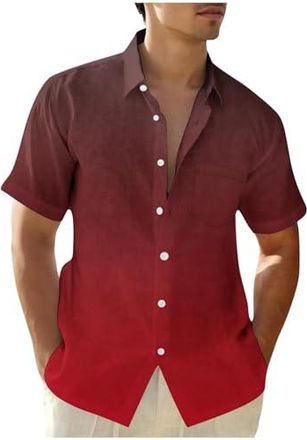 Generic Chemise &agrave; manches courtes pour homme, style d&eacute;contract&eacute;, classique, col rabattable, &eacute;l&eacute;gant, extensible, l&eacute;ger et confortable, chemise boutonn&eacute;e pour 
