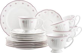 M&auml;ser M&auml;ser Serie Lova, Kaffeeservice 18-teilig Porzellan - 6 Dessertteller 19,5 cm, 6 Tassen 19 cl & 6 Untertassen 15,5 cm, Rot