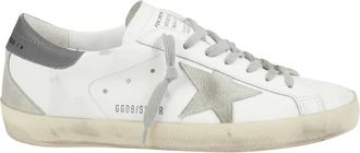 Golden Goose Homme, Chaussures, Blanc, Taille: 45 EU Baskets grises en cuir avec patch &eacute;toile