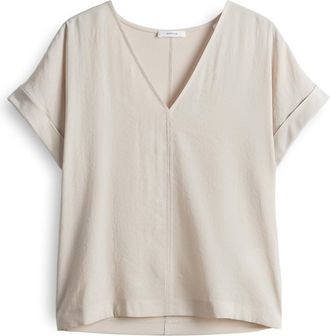 OPUS Damen Kurzarmshirt | V-Shirt SOLME Regular im Materialmix Natural Glaze, 44