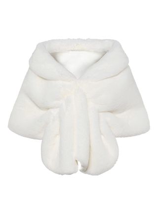 Babeyond Damen Kunstfellkragen Schal Kunstpelz Schal Wrap Abend Cape f&uuml;r Wintermantel, Wei&szlig;, Small