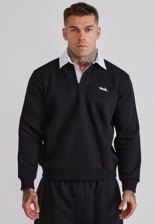 Siksilk Herren Schwarzes Essentials Polo Pullover XXL