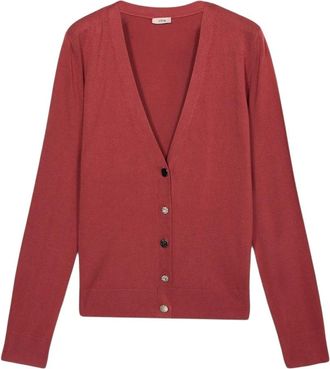 Oltre Femme, Pulls, Rouge, Taille: 40 FR Cardigan &agrave; col en V