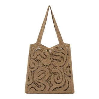 Pinko Pinko, Femme, Sacs, Brun, Taille: ONE Size Shopper Crochet Geometrico