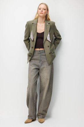 Mixray Leinen Blazerjacke mit Schaldetail