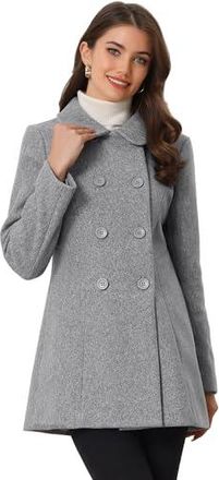 Allegra K Trench à double boutonnage à col Claudine pour femmes Costume dHalloween Gris M