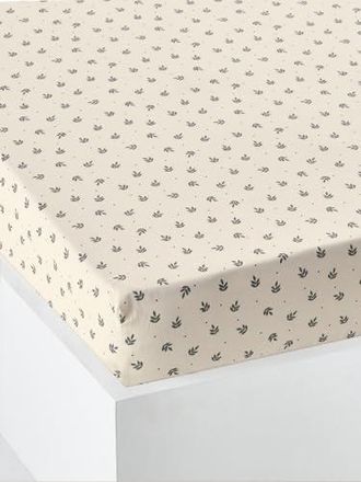 Vertbaudet VERTBAUDETDrap-Housse Enfant Retro Flowers, avec Coton recycl&eacute;blanc imprim&eacute;90X140