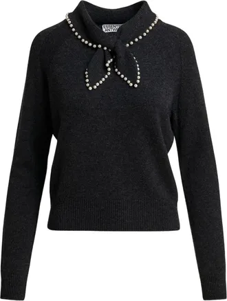 Essentiel Femme, Pulls, Noir, Taille: 38 FR Pull Kasa orn&eacute; de perles