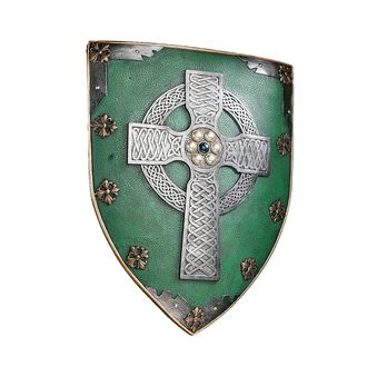 Design Toscano Keltischer Kreuz Kämpferschild Mittelalterliche Wandskulptur, Polyresin, vollfarbe, 46 cm