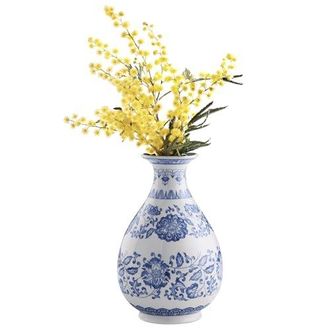 Navaris Vase Decoratif - Petit Vase a Fleur dInspiration Orientale Blanc et Bleu en Ceramique - Pièce de Déco Fonctionnelle pour Vos Proches