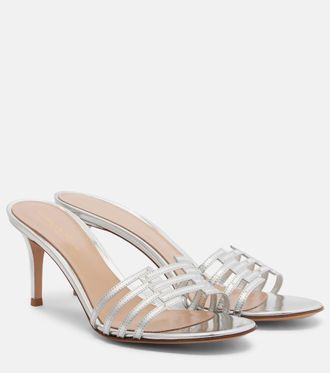 Gianvito Rossi Mules en cuir m&eacute;tallis&eacute;