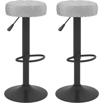 vidaXL Vidaxl - Tabourets de bar lot de 2 gris velours