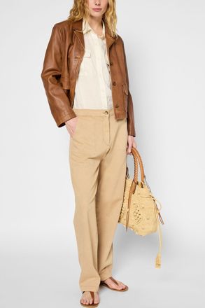 Gerard Darel Pantalon droit en coton et lin - LYSEE - Camel