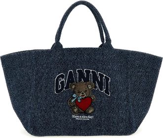 Ganni Femme, Sacs, Bleu, Taille: ONE Size XXL Bear Shopping Bag