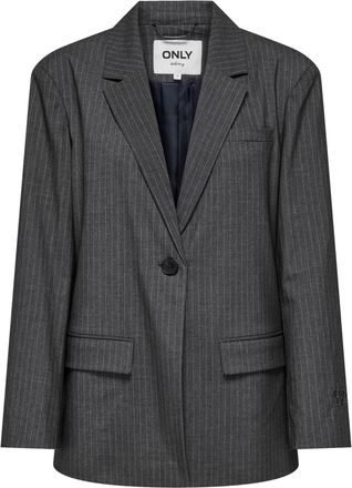Only Damen ONLNOELIA L/S PINST Slit XT TLR Blazer, Dark Grey Melange/Detail:White Pinstripes, 64