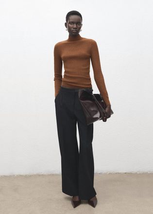 Mango Pull cintr&eacute; &agrave; col chemin&eacute;e caramel - Femme - XXS - MANGO