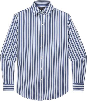 Brooks Brothers Femme, Blouses et Chemises, Bleu, Taille: 40 FR Relaxed Striped Cotton Shirt