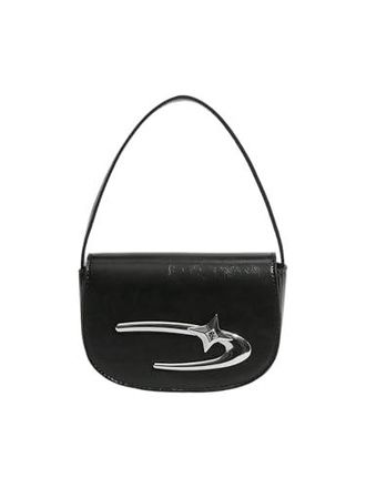 Floerns Y2K Sac &agrave; main &agrave; rabat magn&eacute;tique en cuir PU l&eacute;ger pour femme, noir, one_size