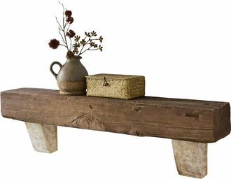 Loberon Wandregal Aulne, von Hand Gefertigt, Antike Holz- & Stein-Optik, Vielseitig & Platzsparend, Charaktervolle Struktur, Wandboard, Magnesiumoxid, braun