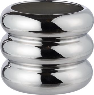 Butlers Hoop Blumentopf &Oslash;15cm Steingut | silberfarbener Pflanzentopf | dekorativer &Uuml;bertopf f&uuml;r Pflanzen | stilvolle Wohnzimmer-Dekoration