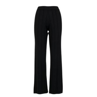 Gran Sasso Schwarze Merinowolle Ausgestellte Hose - - Trousers - Damen - Schwarzk - L