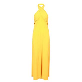Semicouture Baumwolle Kreuz auf der Brust &Auml;rmelloses Kleid - - Dresses - Damen - Gelb - L