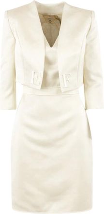 Elisabetta Franchi Femme, Robes, Blanc, Taille: 42 FR Robe en satin duchesse et tulle avec veste