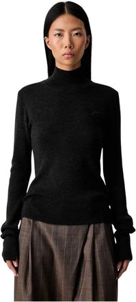 Ganni Femme, Pulls, Noir, Taille: 40 FR Col roul&eacute;s