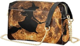 Mnsruu Sacs à bandoulière en cuir pour femme, motif silhouette de sorcière, sac à main