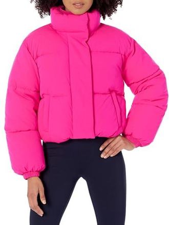 Amazon Essentials Veste matelass&eacute;e courte &agrave; fermeture &eacute;clair int&eacute;grale pour femme (polaire matelass&eacute;e mate ou sherpa), rose fluo, taille XXL
