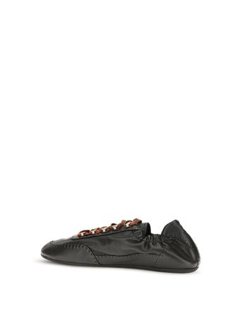 Prada Mens Sneakers Collapse Aged Nappa Leather Black Upper Lamb (ovis Aries) Lace-Up Shoes Flat