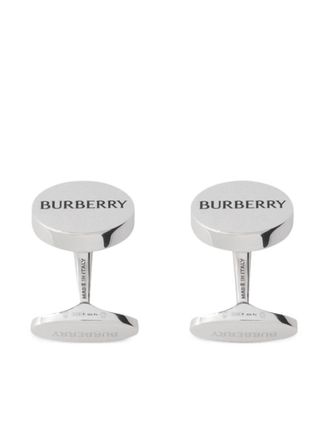 Burberry boutons de manchette &agrave; logo grav&eacute; - Argent