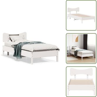 vidaXL Massivholzbett ohne Matratze Wei&szlig; 100x200 cm Kiefernholz - Bettgestell - Bettgestelle - Bettrahmen - Bett