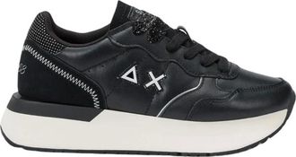 Sun 68 Femme, Chaussures, Noir, Taille: 38 EU Baskets Plateforme avec Détails en Daim