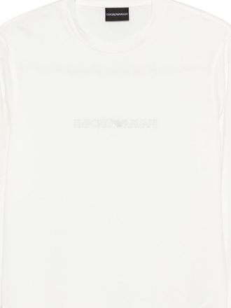 Emporio Armani Logo-Embroidered Cotton T-Shirt - White
