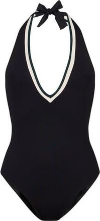 D Nu D Maillot de bain une pi&egrave;ce &agrave; col v contrastant et d&eacute;collet&eacute; dos