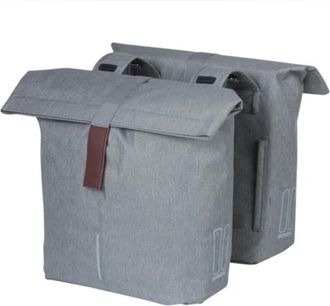 Basil City Doppeltasche - für Gepäckträger hinten - einfache Befestigung - 28-32 Liter - Grau