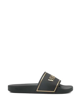 Versace Sandales &agrave; enfiler avec logo emboss&eacute;