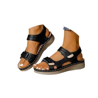 Generic Sandales orthop&eacute;diques compens&eacute;es avec soutien de la vo&ucirc;te plantaire pour femme - Chaussures de marche confortables &agrave; bout ouvert - Sangle de cheville