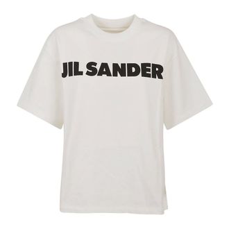 Jil Sander Homme, Tops, Blanc, Taille: L Logo T-Shirt