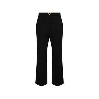 Valentino Garavani Femme, Pantalons, Noir, Taille: 36 FR Pantalon en cr&ecirc;pe de laine avec d&eacute;tail V
